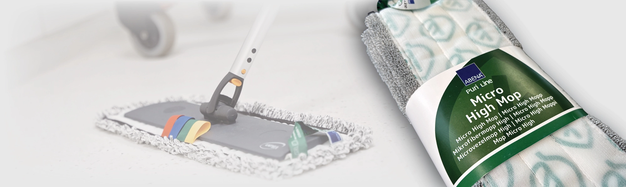 ABENA dropper plastikemballage på Puri-Line-mopper